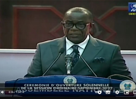 RTNC-VIDEO : Cérémonie d’ouverture solennelle de la session ordinaire de septembre 2022 au sénat ...