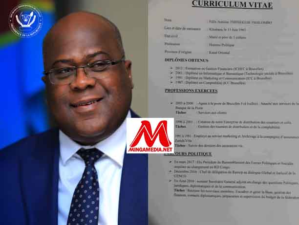 RDC : Voici le CV du président Félix Tshisekedi [CV gratuit en ligne ...